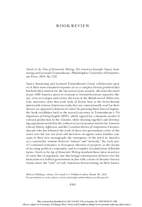 (PDF) Novels in the Time of Democratic Writing: The American Example ...