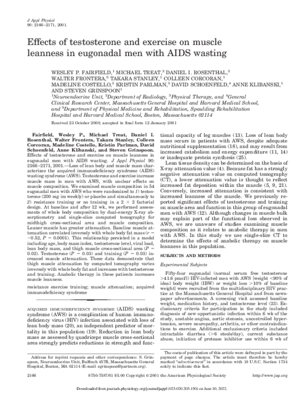 (PDF) Effects of testosterone and exercise on muscle leanness in ...