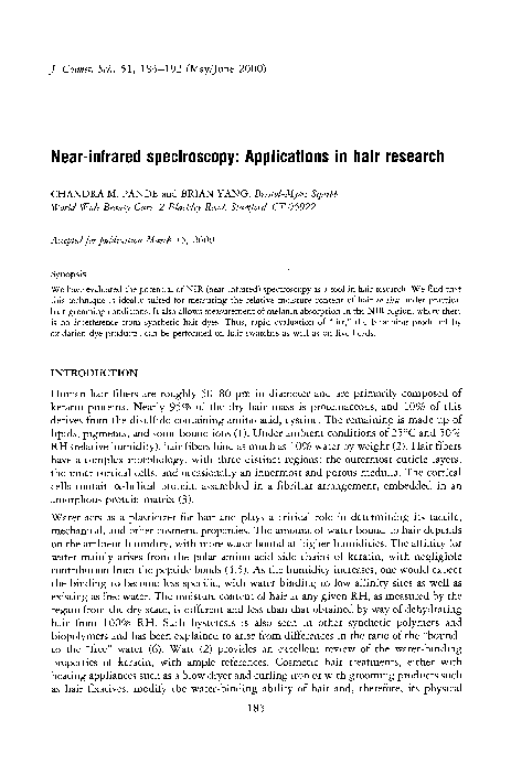 (PDF) Near-infrared spectroscopy: Applications in hair research