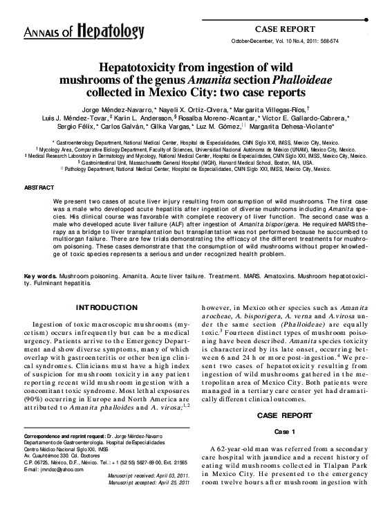 (PDF) Amanita Mushroom Hepatotoxicity: Case Studies