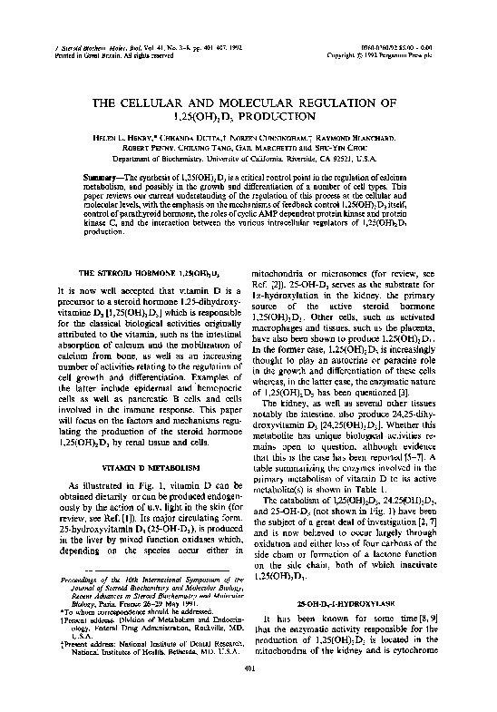 (PDF) The cellular and molecular regulation of 1,25(OH)2D3 production ...