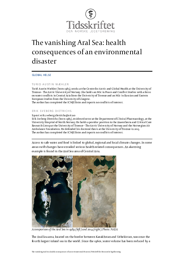 (PDF) The vanishing Aral Sea: health consequences of an environmental disaster