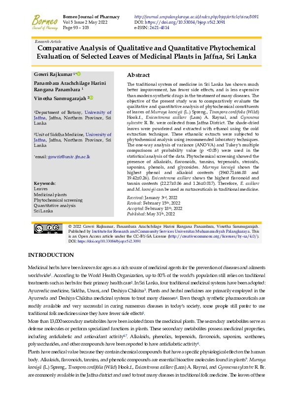(PDF) Comparative Analysis of Qualitative and Quantitative Phytochemical Evaluation of Selected ...