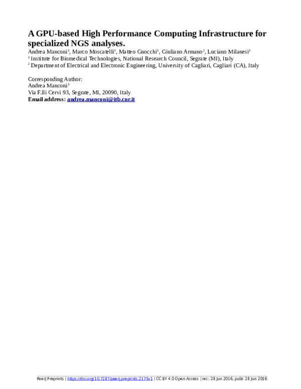 Pdf A Gpu Based High Performance Computing Infrastructure For Specialized Ngs Analyses