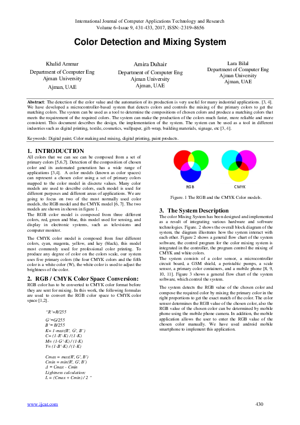 (PDF) Color Detection and Mixing System (PDF) Color Detection and Mixing System