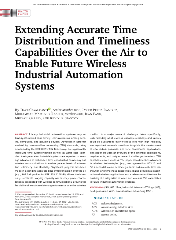 (PDF) Extending Accurate Time Distribution and Timeliness Capabilities Over the Air to Enable ...