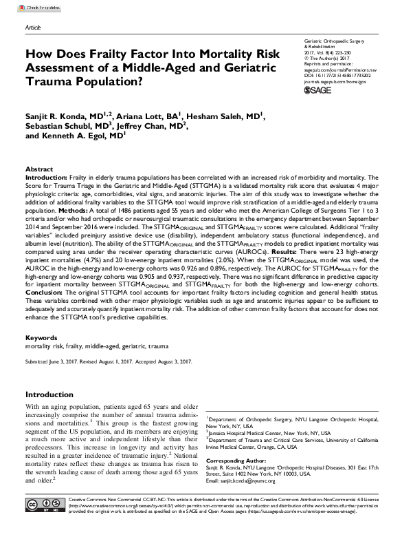 (PDF) How Does Frailty Factor Into Mortality Risk Assessment of a ...