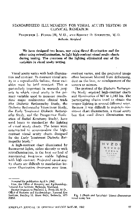 (PDF) Standardized Illumination for Visual Acuity Testing in Clinical ...