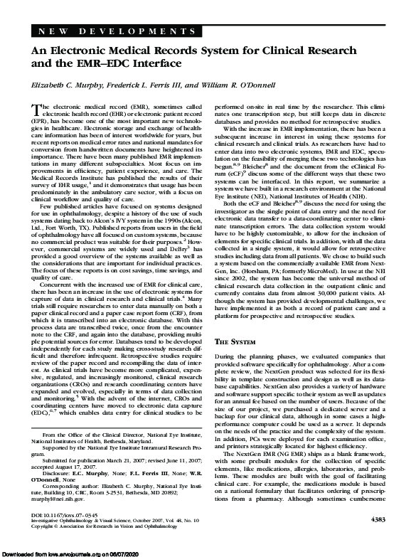 (PDF) An Electronic Medical Records System for Clinical Research and ...