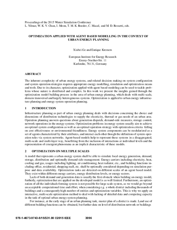 Pdf Optimization Applied With Agent Based Modelling In The Context Of