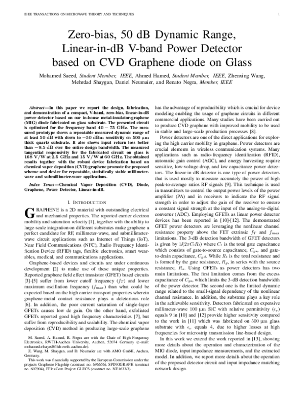 Pdf Zero Bias 50 Db Dynamic Range Linear In Db V Band Power Detector