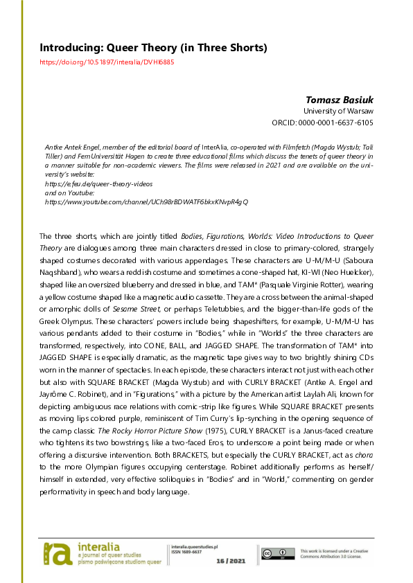 (PDF) Introducing: Queer Theory (in Three Shorts)