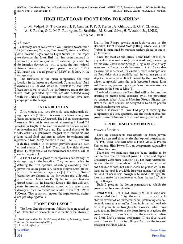 (PDF) High Heat Load Front Ends for Sirius
