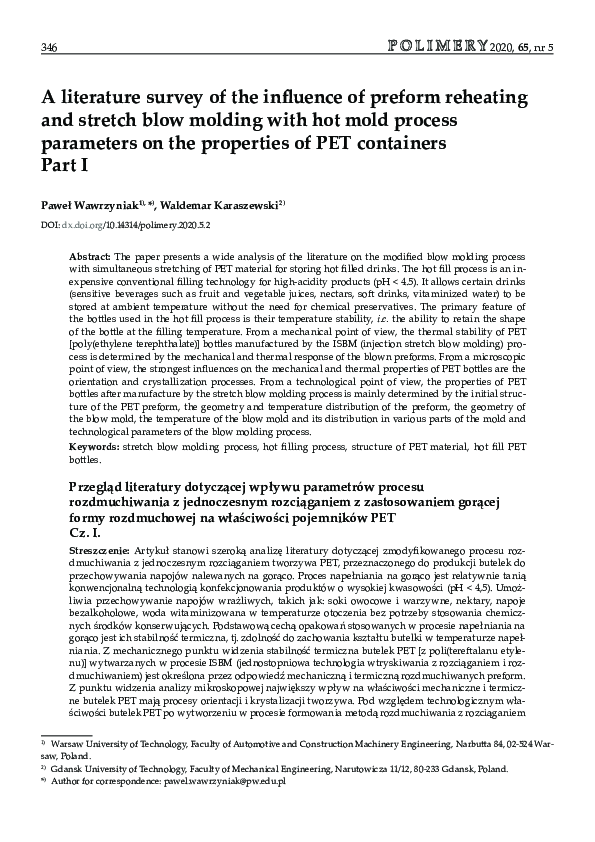 (PDF) A literature survey of the influence of preform reheating and ...
