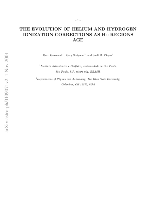 (PDF) The Evolution of Helium and Hydrogen Ionization Corrections as ...