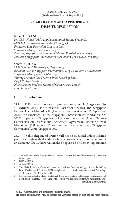 (PDF) 23. MEDIATION AND APPROPRIATE DISPUTE RESOLUTION