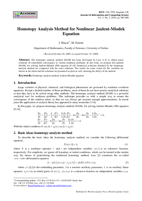 (PDF) Homotopy analysis method for nonlinear Jaulent-Miodek equation