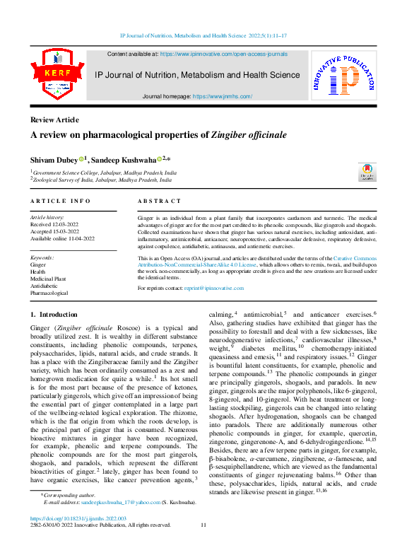 (PDF) A review on pharmacological properties of