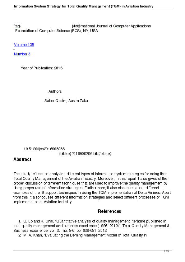 (PDF) Information System Strategy for Total Quality Management (TQM) in ...