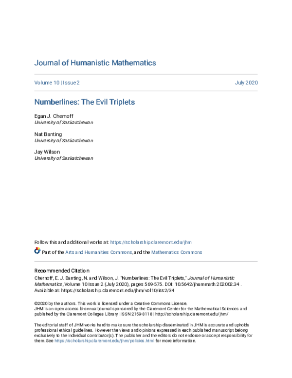 (PDF) Numberlines: The Evil Triplets
