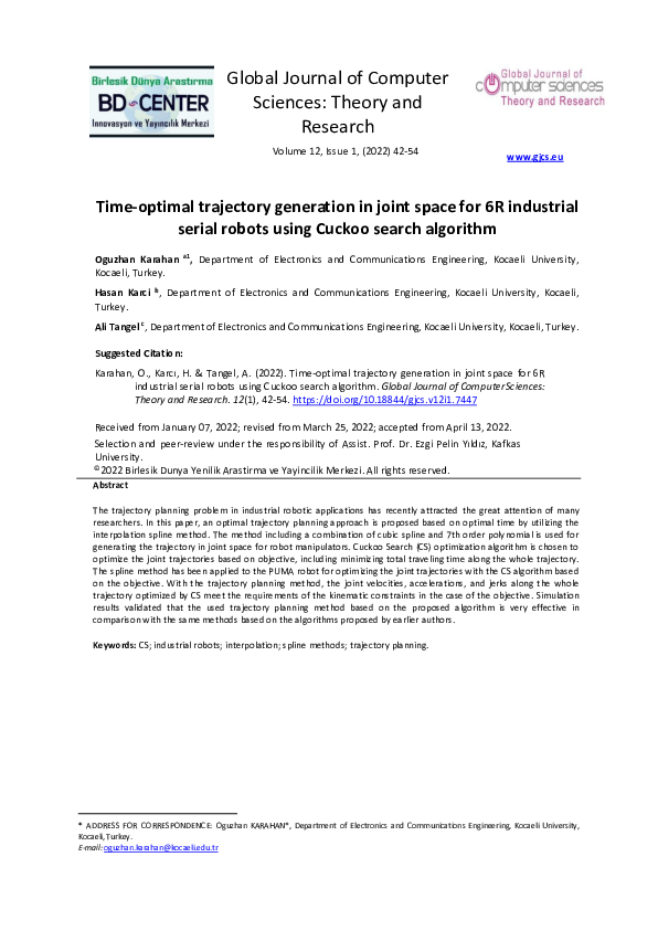 (PDF) Time-optimal trajectory generation in joint space for 6R industrial serial robots using ...