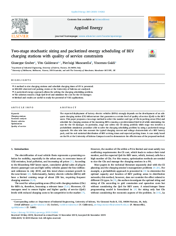 (PDF) Two-stage stochastic sizing and packetized energy scheduling of BEV charging stations with ...