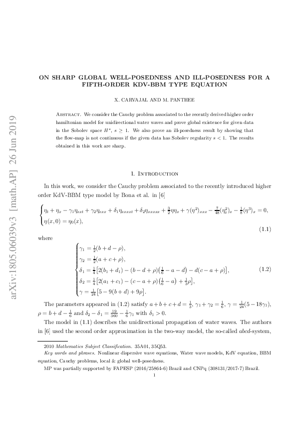 (PDF) On sharp global well-posedness and ill-posedness for a fifth-order KdV-BBM type equation