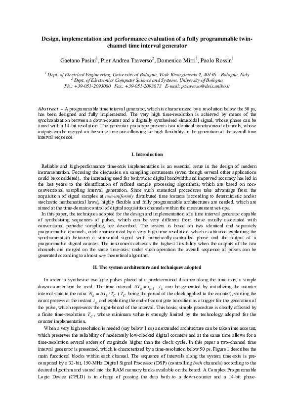(PDF) Design, implementation and performance evaluation of a fully programmable twin- channel ...
