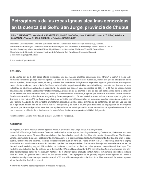 (PDF) Petrogenesis of the Cenozoic alkaline igneous rocks in the Gulf of San Jorge Basin, Chubut ...