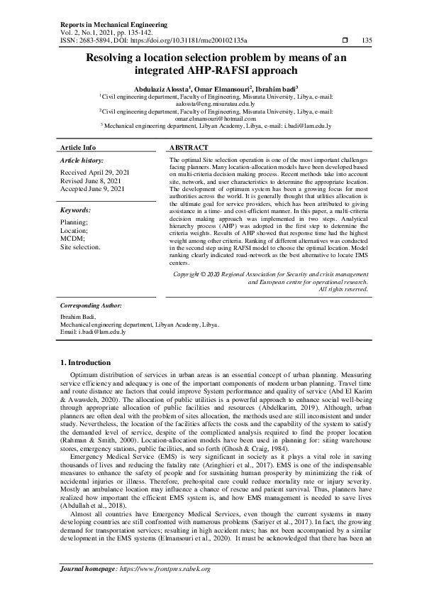 Pdf Resolving A Location Selection Problem By Means Of An Integrated