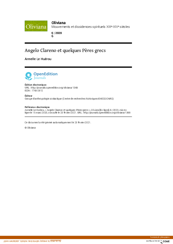 (PDF) Angelo Clareno et quelques Pères grecs