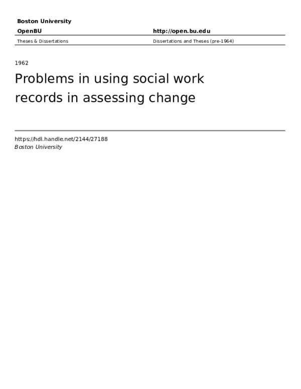 (PDF) Problems in using social work records in assessing change