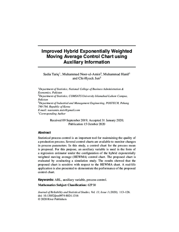 (PDF) Improved Hybrid Exponentially Weighted Moving Average Control Chart using Auxiliary ...