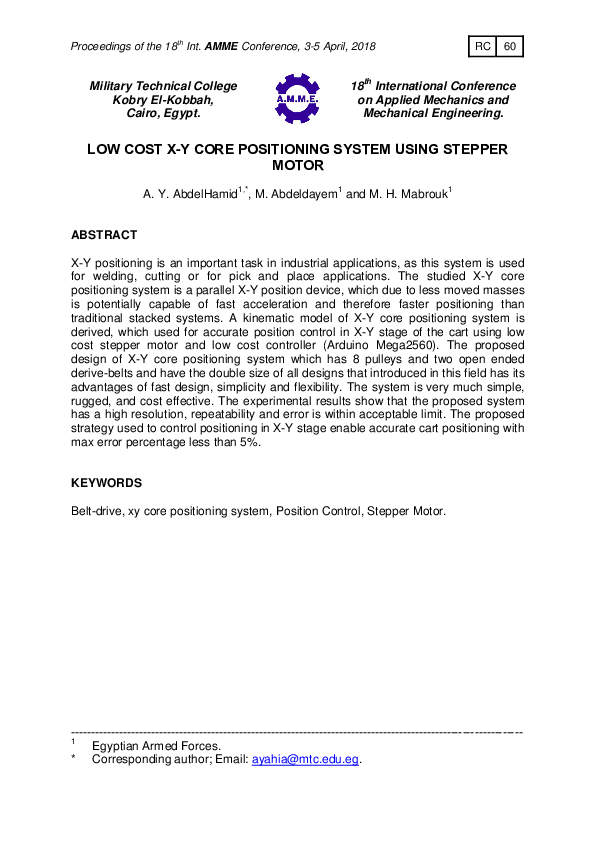 (PDF) Cost-effective X-Y Positioning System Design
