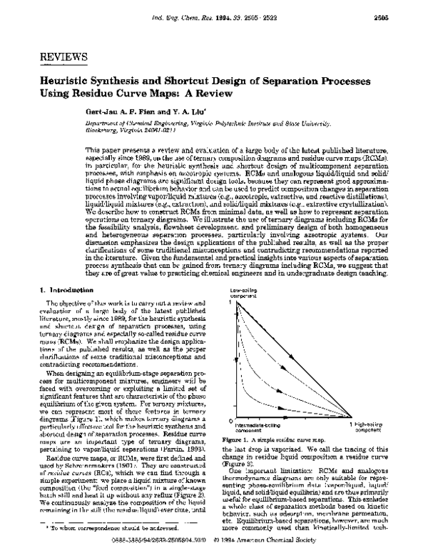 (PDF) Heuristic Synthesis and Shortcut Design of Separation Processes ...