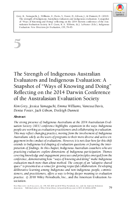 (PDF) The Strength of Indigenous Australian Evaluators and Indigenous ...