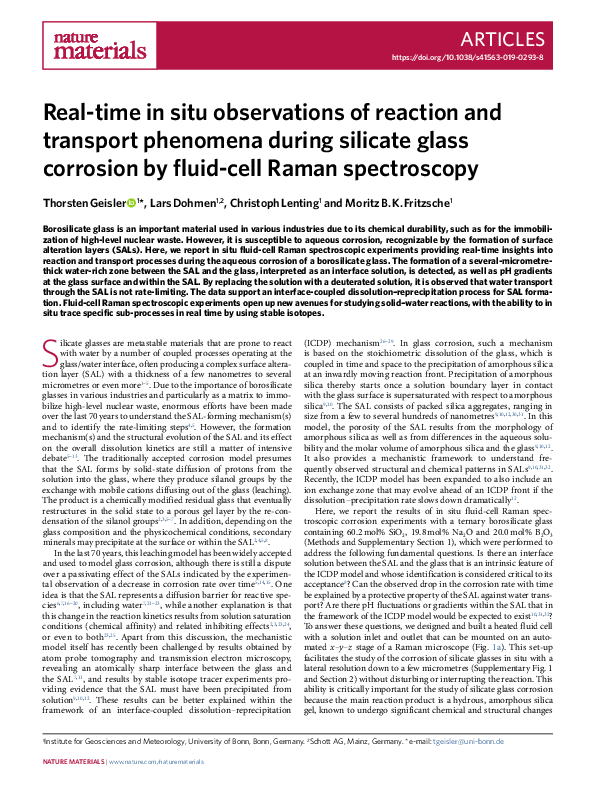 (PDF) Real-time in situ observations of reaction and transport ...
