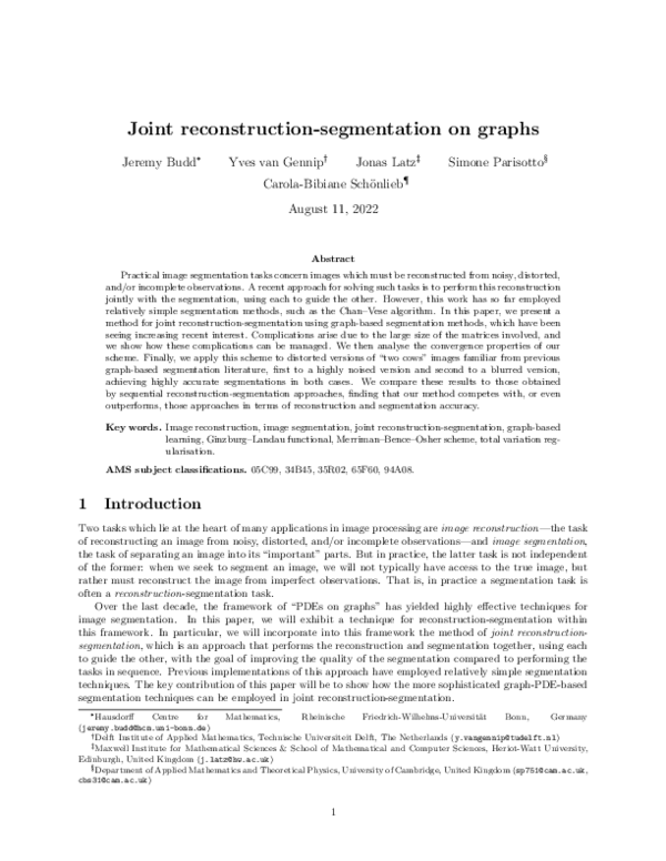 (PDF) Joint reconstruction-segmentation on graphs