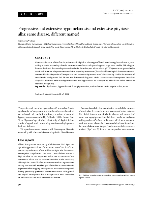 (PDF) Progressive and extensive hypomelanosis and extensive pityriasis ...