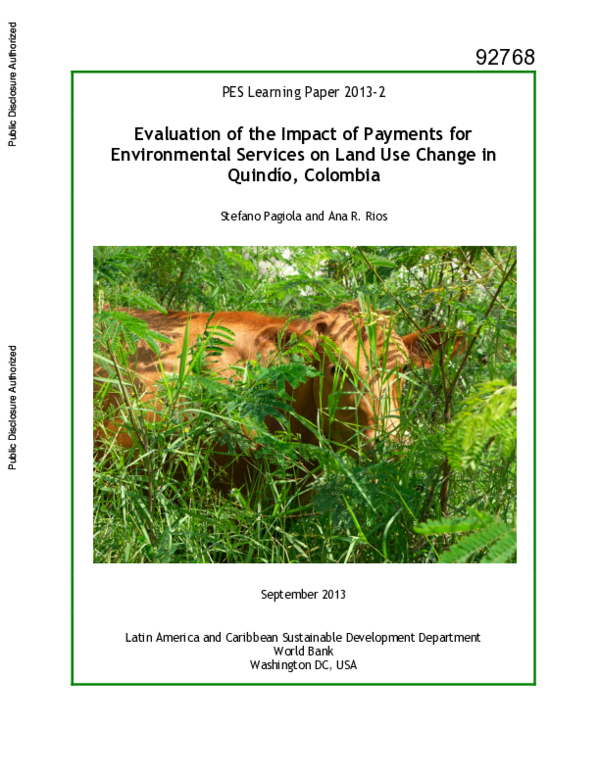 (PDF) Evaluation of the Impact of Payments for Environmental Services ...