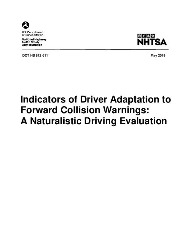 (PDF) Indicators of Driver Adaptation to Forward Collision Warnings: A Naturalistic Driving ...