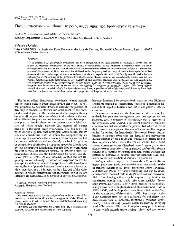 (PDF) The intermediate disturbance hypothesis, refugia, and ...