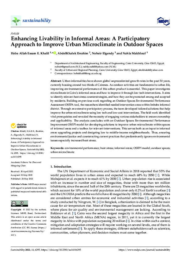 (PDF) Enhancing Livability in Informal Areas: A Participatory Approach ...