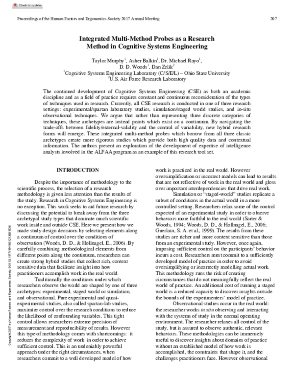(PDF) Integrated Multi-Method Probes as a Research Method in Cognitive ...