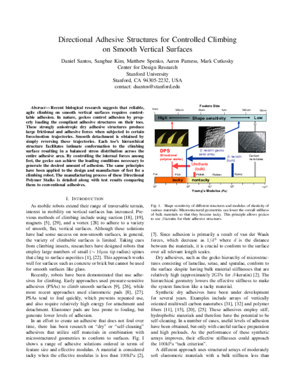 (PDF) Directional Adhesive Structures for Controlled Climbing on Smooth ...