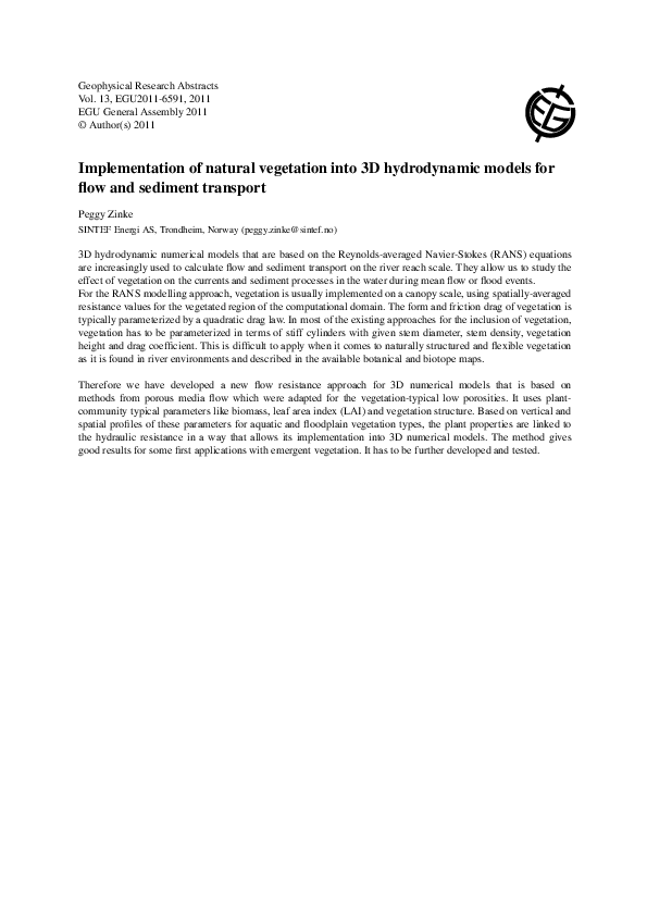 (PDF) Implementation of natural vegetation into 3D hydrodynamic models ...