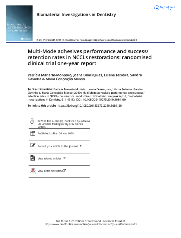 (PDF) Multi-Mode adhesives performance and success/retention rates in ...