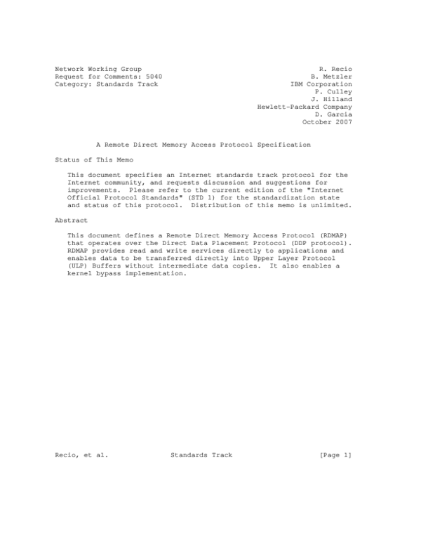 Pdf A Remote Direct Memory Access Protocol Specification