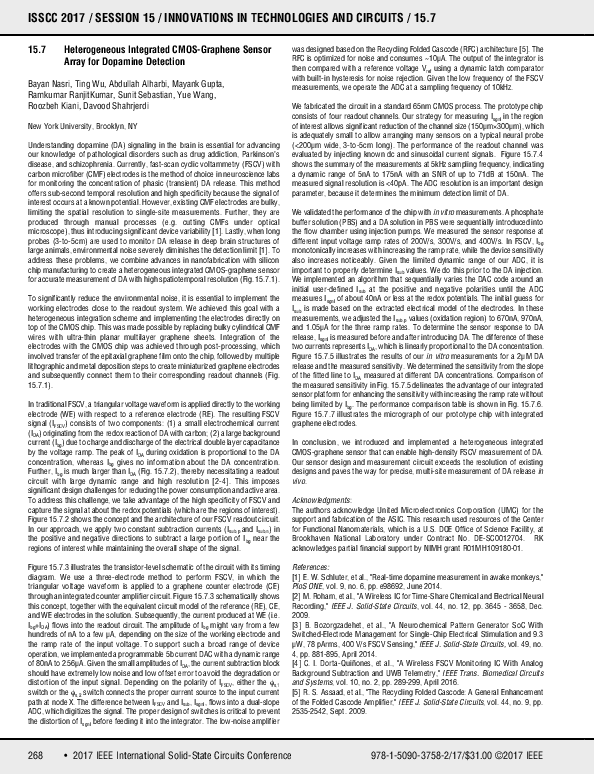 (PDF) 15.7 Heterogeneous integrated CMOS-graphene sensor array for dopamine detection | Abdullah ...