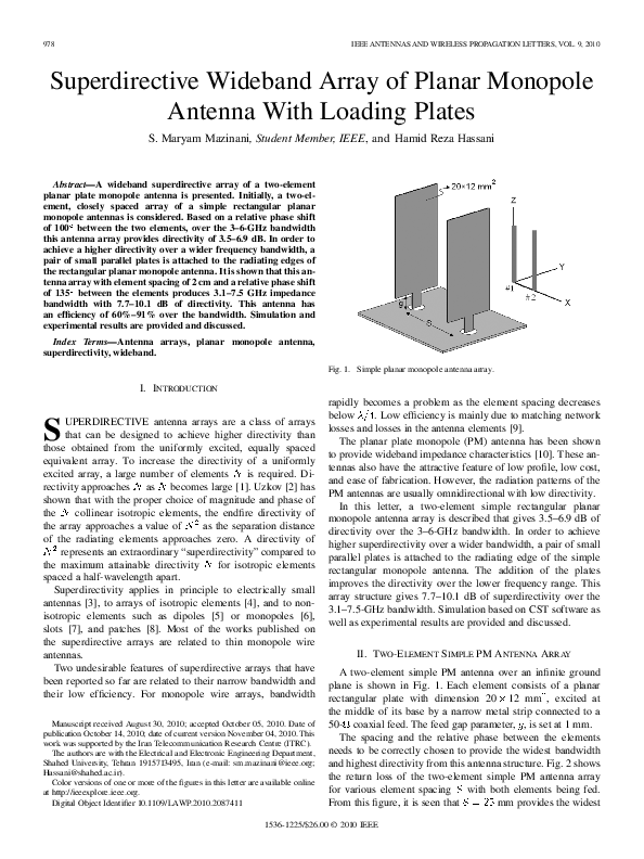 (PDF) Superdirective Wideband Array of Planar Monopole Antenna With ...